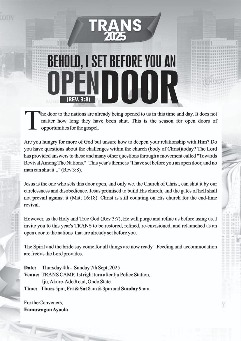 TRANS 2025: OPEN DOORS - TOWARDS REVIVAL AMONG THE NATIONS